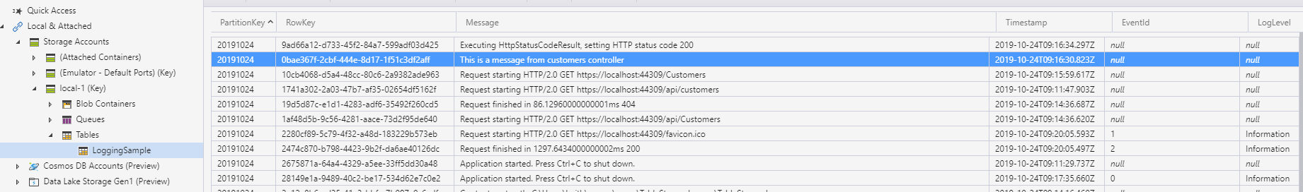 Log to Azure Table Storage in asp.net core to | Haitham Shaddad Blog, Design and Build Web ...